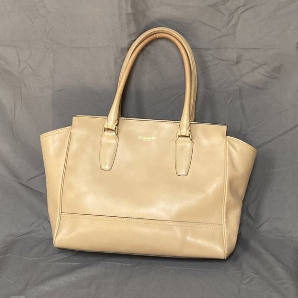 Coach | Bags | Coach Leather Tote Bag Legacy Candace M249 2421 Sand ...